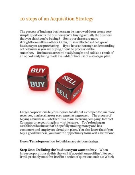 10 Steps Of An Acquisition Strategy
