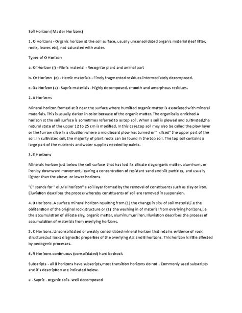 Soil Horizon Doc Soil Science Soil Horizon Master Horizons O