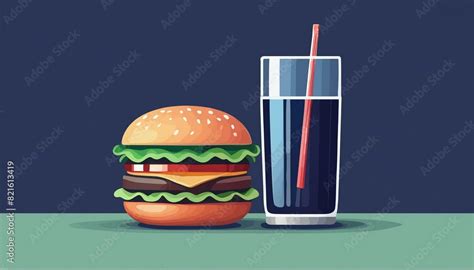 햄버거 콜라 감자튀김 패스트푸드 정크푸드 음식 간식 그래픽 백터 이미지 자료 배경화면 Фотографія Stock Adobe Stock