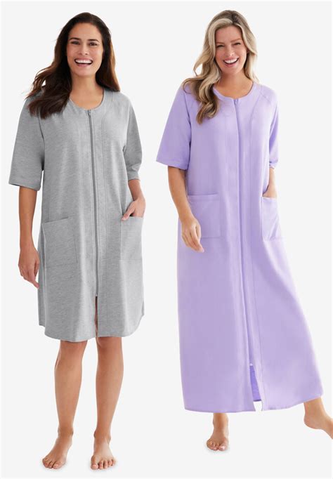 Short French Terry Zip Front Robe Catherines