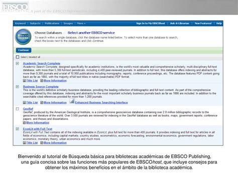 PPT - Búsqueda básica de EBSCO host para bibliotecas académicas PowerPoint Presentation - ID:882814