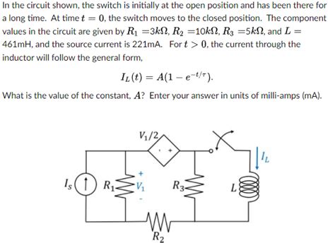 solved in the circuit shown the switch is initially at the