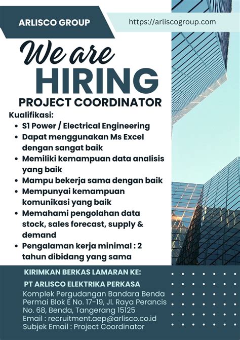 Arlisco Elektrika Perkasa On Linkedin Hiring Hiringnow Hiringalerts