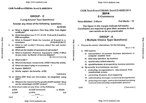 Btech Cse 8 Sem E Commerce 2014 E Commerce And ERP Studocu