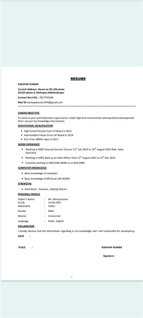 Kashyap Kumar On Linkedin Dear Hiring Team And Hr Department Im