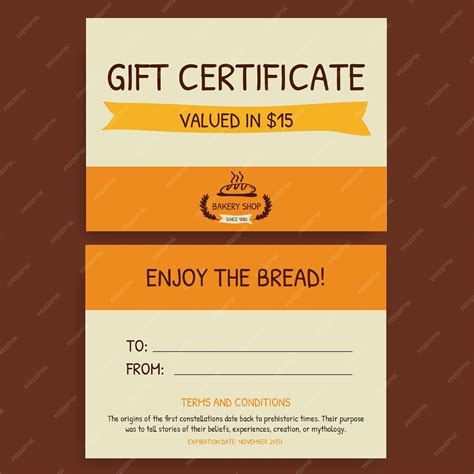 Free Vector Bakery Certificate Template