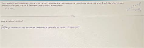 Solved Trigonometric Functions For Angle B ﻿rationalize The