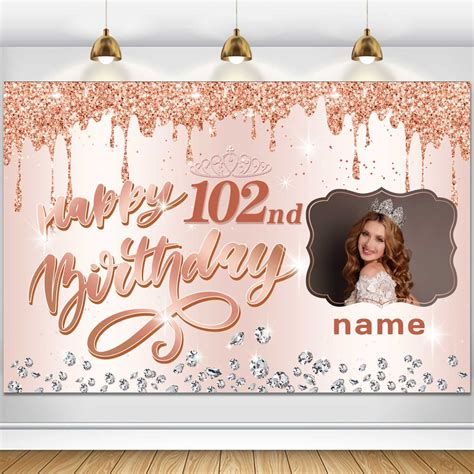 Customizable Rose Gold Happy 102nd Birthday Decoration