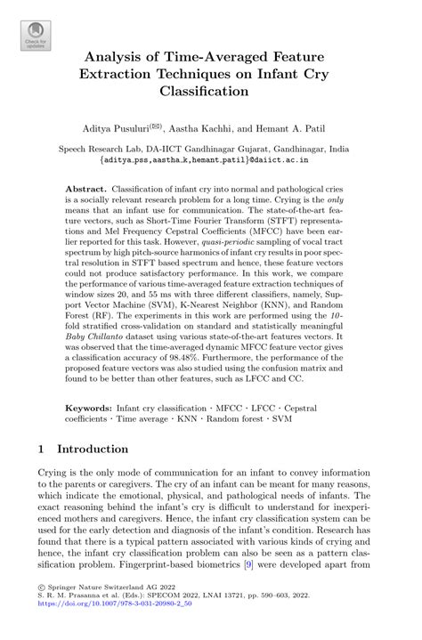 Pdf Analysis Of Time Averaged Feature Extraction Techniques On Infant