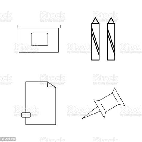 사무실 간단한 선형 윤곽선 벡터 아이콘 세트입니다 0명에 대한 스톡 벡터 아트 및 기타 이미지 0명 디자인 벡터 Istock