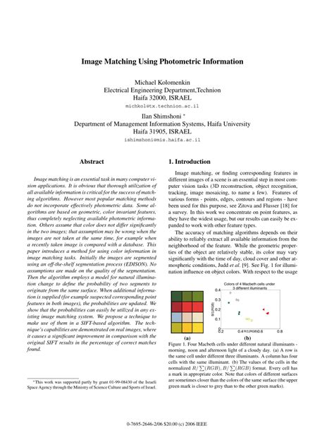 Pdf Image Matching Using Photometric Information
