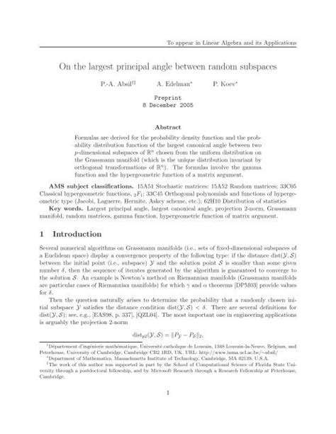 on the largest principal angle between random subspaces