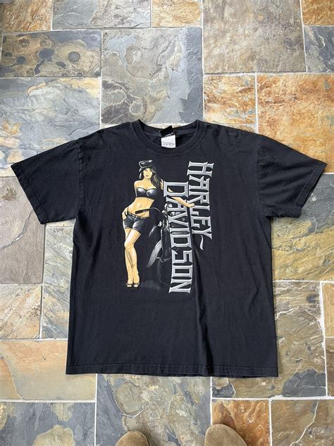 Harley Davidson × Vintage Insane Vintage Harley Davidson Pinup Girl Tee