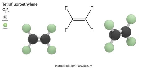 Molecular Structure Tetrafluoroethylene C2f4 3d Illustration Stock
