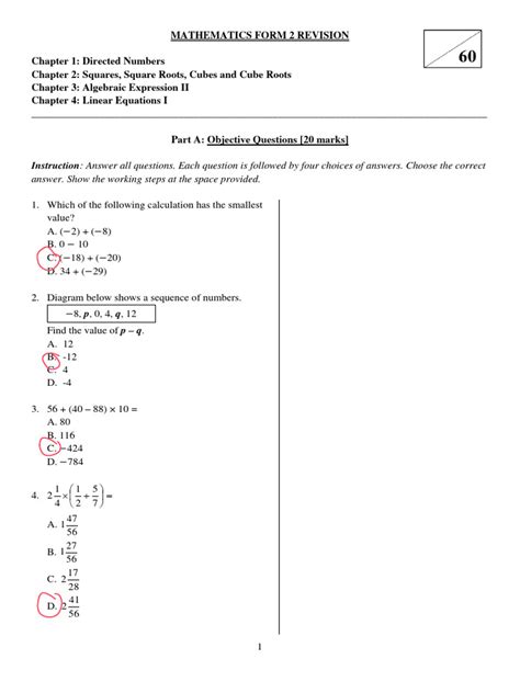 Mathematics Form 2 Revision Pdf Geometry Mathematical Analysis
