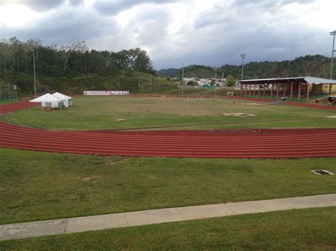 Empty Athletic Track In A Field