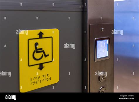 Modern Elevator Control Panel With Disabled Access And Emergency Call