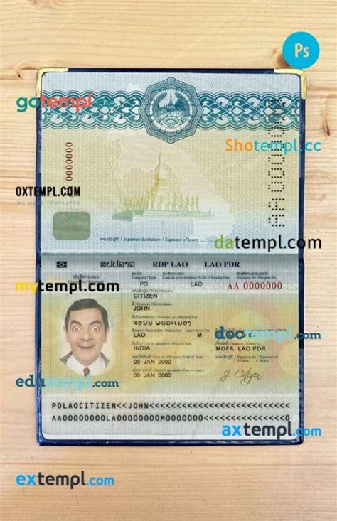 Laos Passport Editable Psd Files Scan And Photo Look Templates 2 In 1 Mytempl
