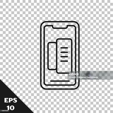 黒い線スマートフォン透明な背景に分離された携帯電話のアイコン ベクトルの図 Guiのベクターアート素材や画像を多数ご用意 Gui