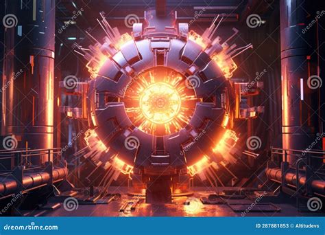 Futuristic Fusion Reactor Core With Vibrant Plasma Stock Image Image