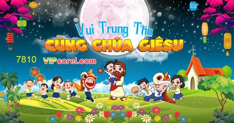 Backdrop Vui Trung Thu cùng chúa Giêsu file corel Download file