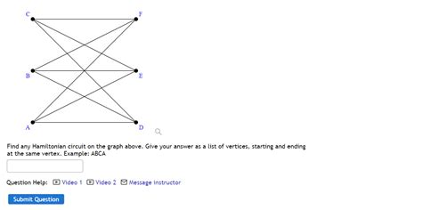 Solved Find Any Hamiltonian Circuit On The Graph Above Give Chegg