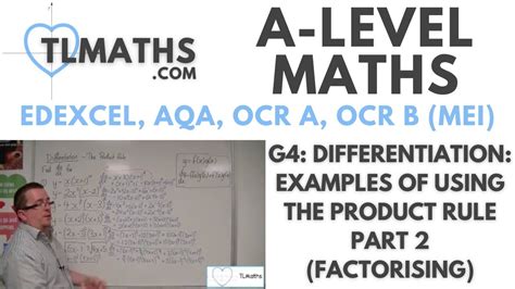 A Level Maths G4 13 Differentiation Examples Of Using The Product