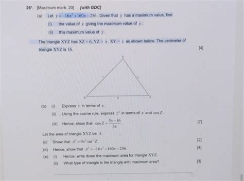 Solved Maximum Mark With GDC A Let Chegg Com