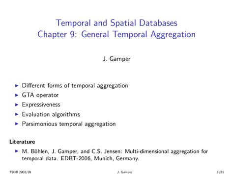 General Temporal Aggregation Temporal And Spatial Databases Lecture 09