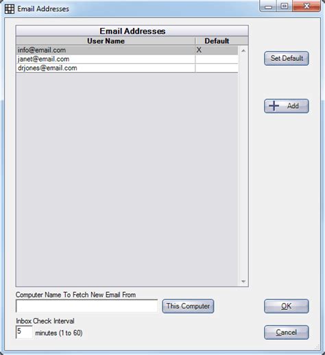 In The Main Menu Click Setup E Mail Or In The E Mail Inbox Click Setup