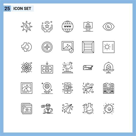 Pictogram Set Of 25 Simple Lines Of Event Business Hand Speech Website