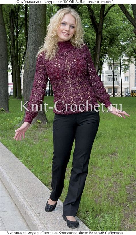 Вязанный крючком ажурный женский свитер Crochet Top Fashion Peplum Top