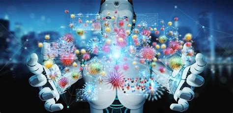 Cyborg Creating And Analyzing Nanovirus 3d Rendering Stock Illustration
