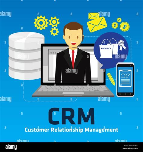 Crm Customer Relationship Management Vector Illustrator Design Stock