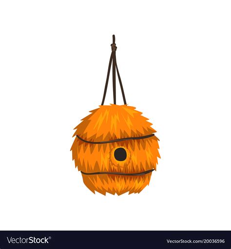 Cute Birdhouse Made Straw Nesting Box Cartoon Vector Image