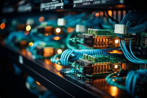 Ethernet Cables Connected To Server Rack For Efficient Data Transfer In