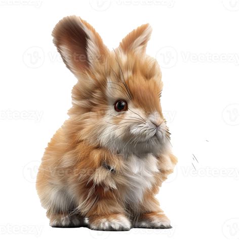 Fluffy Brown Bunny Rabbit With Perky Ears Sits Alert With Big Eyes And