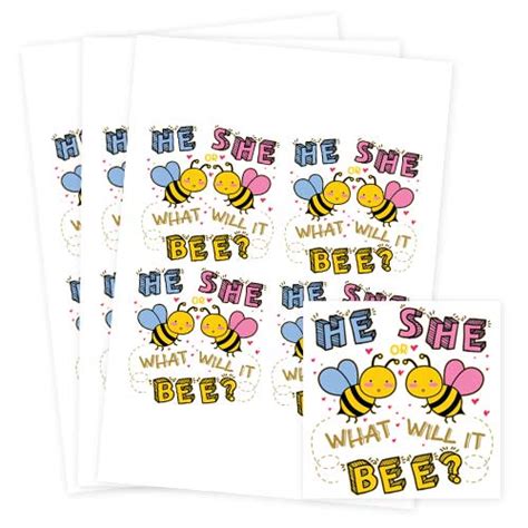 What Will It Bee Gender Reveal Square Stickers 95mm Sheet Of 4