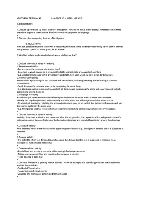 tutorial session 2 chapter 10 intelligence tutorial session 2 chapter 10 3 intelligence a