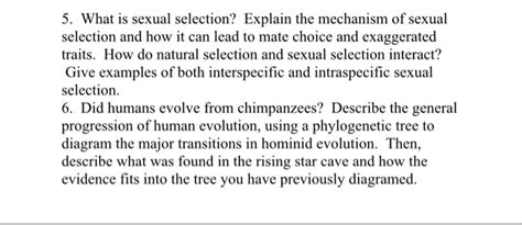Solved What Is Sexual Selection Explain The Mechanism Of Chegg Com