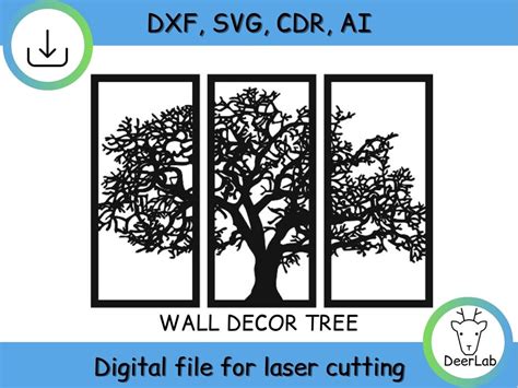 Tree Panel Wall Art Vector Model Svg Dxf Files Tree Panel Svg Instant