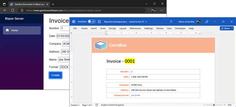 Create Word From Blazor Application