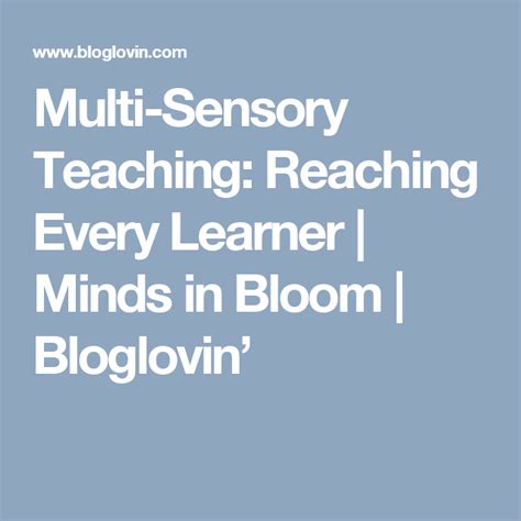 Multi Sensory Teaching Reaching Every Learner Artofit