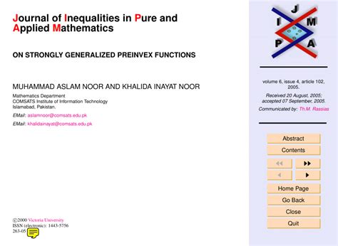Pdf On Strongly Generalized Preinvex Functions