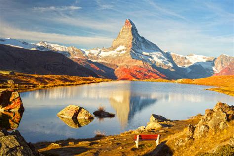 230 Stellisee Beautiful Lake At Matterhorn Zermatt Switzerland Stock
