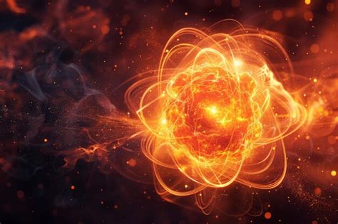 Premium Photo Energetic Atomic Core With Orbiting Particles In A Vibrant Space Setting