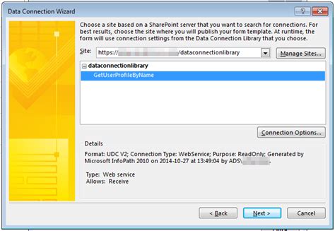 Infopath How To Resolve Error Creating Universal Data Connection File