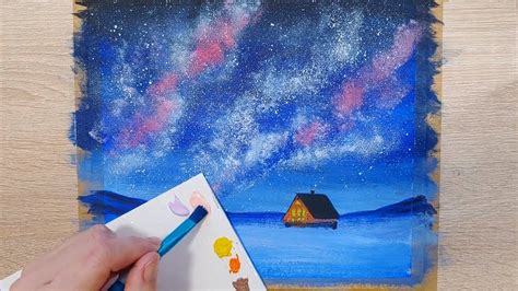 Как легко нарисовать звездное небо Рисуем пейзаж акрилом Youtube