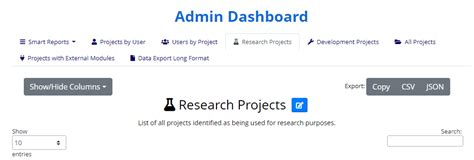 Question I Would Like To Export The Research Projects Issue Ui Icts Redcap Admin