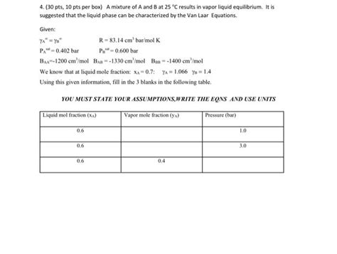 Solved 4 30 Pts 10 Pts Per Box A Mixture Of A And B At